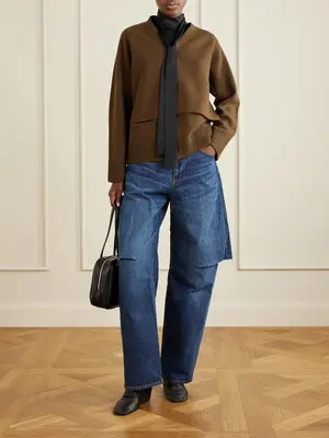 Sacai Belted Cut-out Wide-leg Jeans - Mid Denim