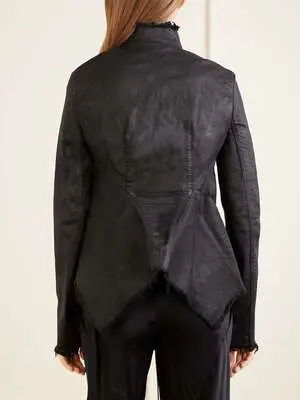Rick Owens Naska Gary Distressed Waxed Denim Jacket