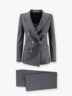 Tagliatore Parigi Stretch Virgin Wool Suit With Pinstripe Effect - Grey
