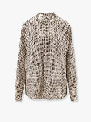 Balenciaga All Over Print Silk Shirt - Beige