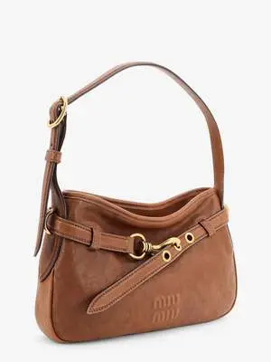 Miu Miu Aventure Leather Bag With Embossed Front Logo