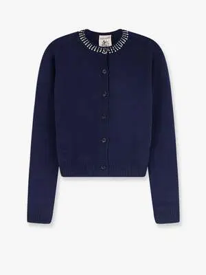 SEMICOUTURE Hennie Wool And Cashmere Cardigan With Rhinestone Detail