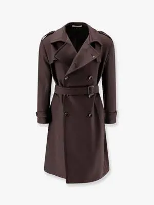 Tagliatore Water Repellent Virgin Wool Trench Coat - Brown