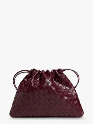 Bottega Veneta Medium Dustbag Leather Clutch Bag With Woven Effect - Red