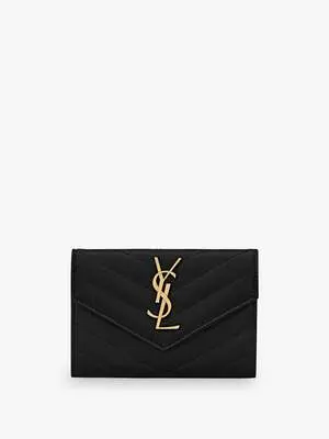 Saint Laurent Cassandre Matalassé Leather Wallet - Black