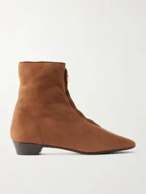 HERBERT LEVINE Suede Ankle Boots With Fold-down Shaft