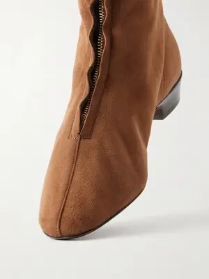 HERBERT LEVINE Suede Ankle Boots With Fold-down Shaft