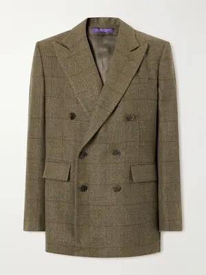 Ralph Lauren Ramona Double-breasted Windowpane Blazer - Green