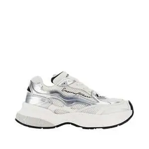 Emporio Armani Lace-up Sneakers With Metallic Leather Accents