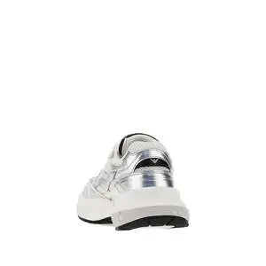 Emporio Armani Lace-up Sneakers With Metallic Leather Accents