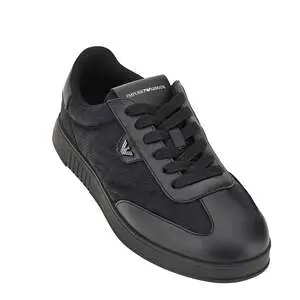 Emporio Armani Nylon And Leather Sneakers With Eagle Logo