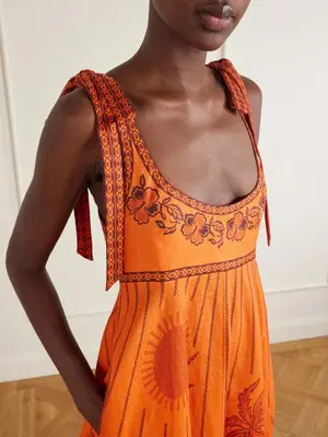 ALEMAIS Boathouse Ballet" Printed Linen Midi Dress