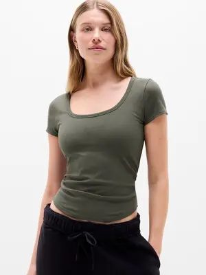 Athleta Signature Rib Scoop Tee - Jungle
