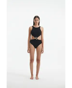 MOEVA High Neck Cut-out One Piece Swimsuit With Gold Accessory