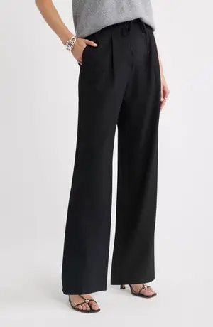 Nordstrom Drawstring Wide Leg Pants Black