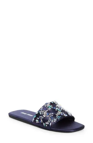 Miu Miu Strass Slide Sandal - Baltico