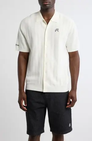MALBON Crosscut Knit Polo - Ivory