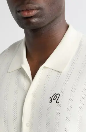 MALBON Crosscut Knit Polo - Ivory