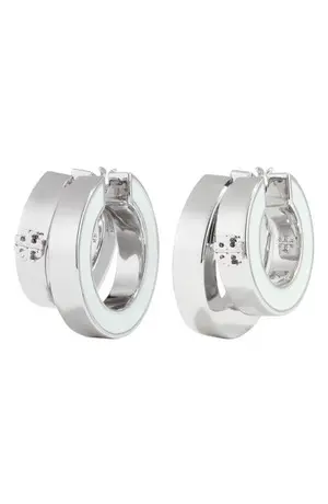 Tory Burch Kira Double Hoop Earrings - Tory Silver/mint