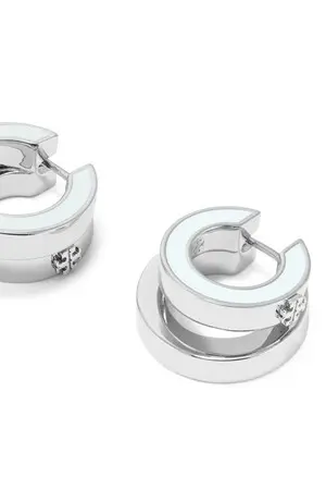 Tory Burch Kira Double Hoop Earrings - Tory Silver/mint