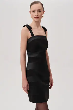 EXQUISE Ribbon Strap Mini Dress