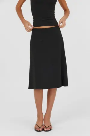 SASHA THERESE Adeline Midi Skirt - Black