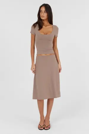SASHA THERESE Adeline Midi Skirt - Natural