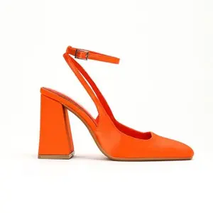 KNEETOES Madison Ivory Block Heels - Orange
