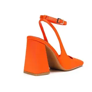 KNEETOES Madison Ivory Block Heels - Orange
