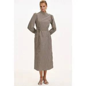 EXQUISE Kaitlin Midi Dress - Brown-beige