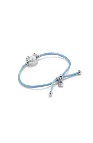 UNODE50 Blue Thread Bracelet With Pearl Shell Trimmings Plated