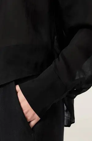 ALLSAINTS Cory Printed Long Sleeve Shirt - Black