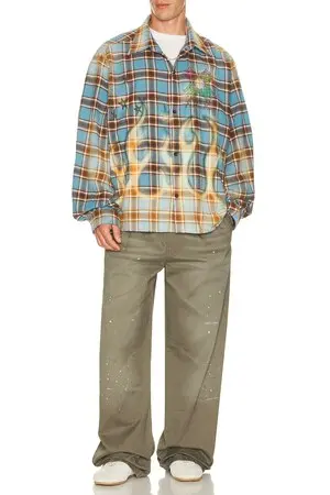 Amiri Ma Quad Flames Flannel Shirt