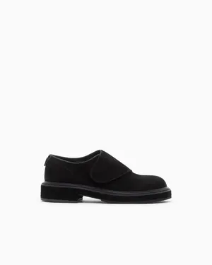 Giorgio Armani Suede Monk Strap Slippers With Leather Lining And Rubber Sole