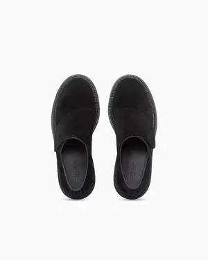 Giorgio Armani Suede Monk Strap Slippers With Leather Lining And Rubber Sole