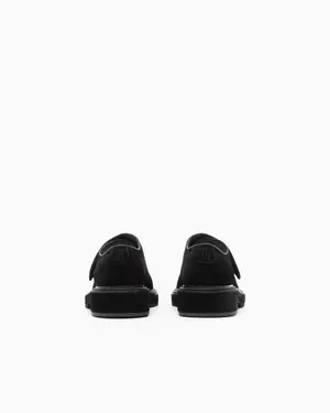 Giorgio Armani Suede Monk Strap Slippers With Leather Lining And Rubber Sole