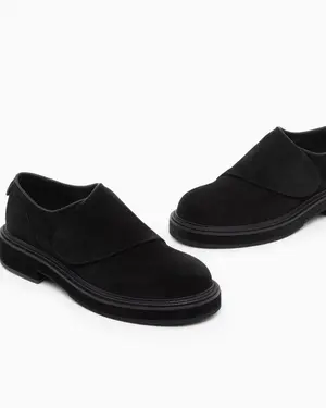 Giorgio Armani Suede Monk Strap Slippers With Leather Lining And Rubber Sole