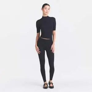 SKIMS Mock Neck Short Sleeve T-shirt - Obsidian