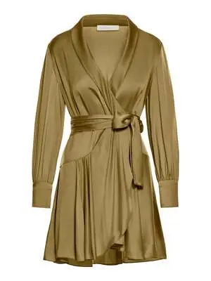 Zimmermann Silk Wrap Mini Dress - Yellow