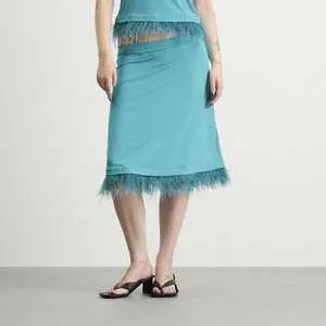HOSBJERG Esme Feather-trimmed Midi Skirt