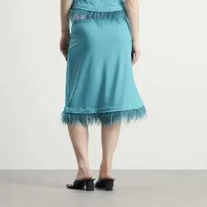 HOSBJERG Esme Feather-trimmed Midi Skirt