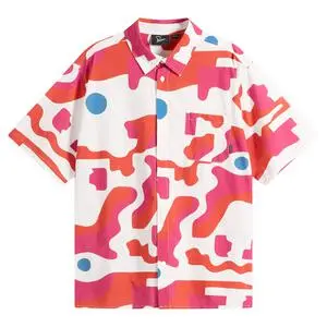 PARRA Abstract Mountain Short Sleeve Shirt - Red