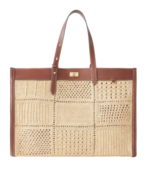 ANYA HINDMARCH Mortimer Leather-trimmed Woven Raffia Tote - Neutrals