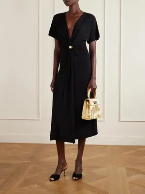 FERRAGAMO Leather-trimmed Printed Canvas Shoulder Bag