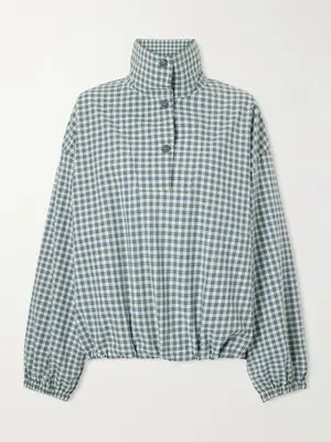 Marni Gathered Checked Cotton Blouse - Green