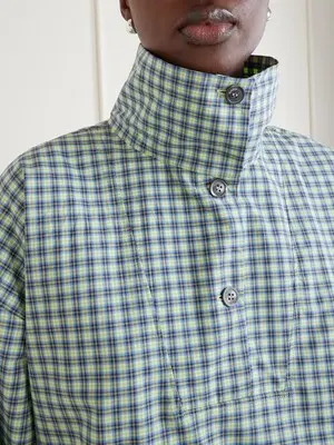 Marni Gathered Checked Cotton Blouse