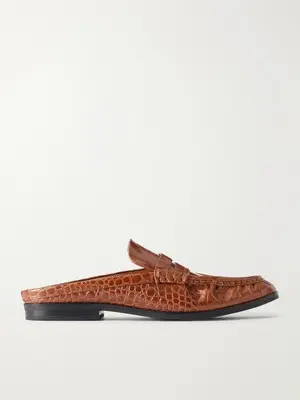 Simkhai Dean Croc-effect Leather Slip-ons - Brown