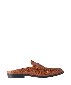 Simkhai Dean Croc-effect Leather Slip-ons - Brown