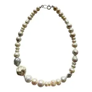 LARSUU White / Silver Pearl Silver Necklace - White/silver