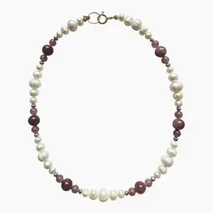 LARSUU White / Pink Blush Pearl Necklace - White/pink